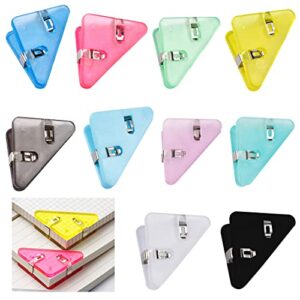 deryarcle 30pcs triangle book paper clips, corner paper clip prevent books curling, multifunctional color binder document clip for bookmarks, message holder