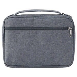 light gray zipper pocket heavy reinforced fabric large bible cover case, x-large