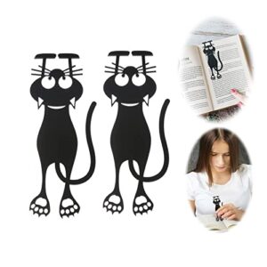 curious cat bookmark for cat lovers – locate reading progress with cute cat paws cute cat bookmarks 3d pvc cat book markers cartoon animal book marks for school office home supplies (2pcs)