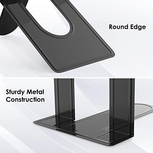 (Bundle of 2 Sets) MaxGear Book Ends Universal Premium Bookends for Shelves, Non-Skid Bookend, Heavy Duty Metal Book End, Book Stopper for Books/Movies/CDs, 6.5 x 5 x 5.75 in, Black (3 Pairs)