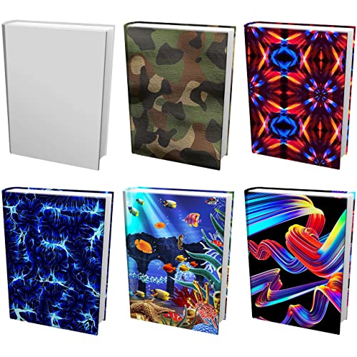 Easy Apply, Reusable Book Covers 6 Pk. Best Jumbo 9x11 Textbook Jacket for Back to School. Stretchable to Fit Most Medium Hardcover Books. Perfect Fun, Washable Designs for Girls, Boys, Kids and Teens