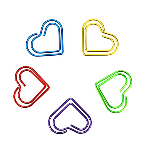 LC LICTOP Multicolor Heart Shape Paper Clips Creative Shape for Bookmark Office School Notebook 80pcs