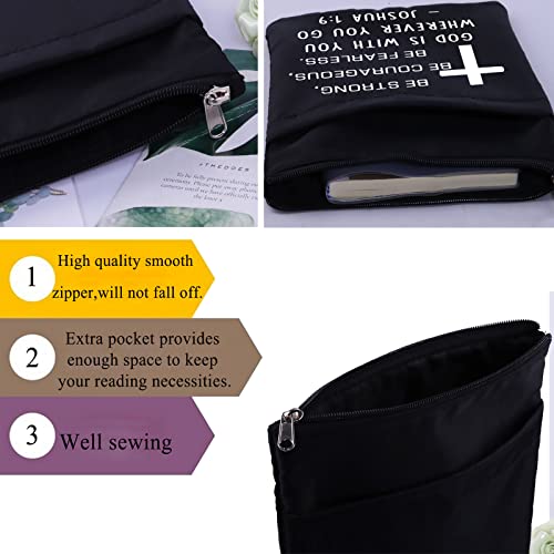 LQRI Joshua 1:9 Bible Verse Scripture Book Sleeve Christian Gift Religious Faith Bible Cover Book Protector Book Zipper Pouch (Joshua 1:9 Black Books)