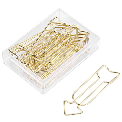 Bookmark Paper Clips, 12Pcs Gold Electroplating Metal Bookmark Clips, Arrow Shaped Funny Stationery Marking Clips for File Clips Bookmarks Photo Letter Holders Use