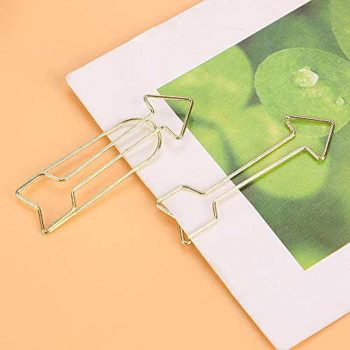 Bookmark Paper Clips, 12Pcs Gold Electroplating Metal Bookmark Clips, Arrow Shaped Funny Stationery Marking Clips for File Clips Bookmarks Photo Letter Holders Use