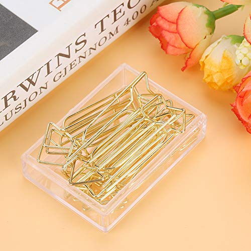 Bookmark Paper Clips, 12Pcs Gold Electroplating Metal Bookmark Clips, Arrow Shaped Funny Stationery Marking Clips for File Clips Bookmarks Photo Letter Holders Use