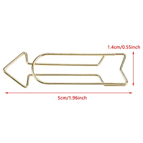 Bookmark Paper Clips, 12Pcs Gold Electroplating Metal Bookmark Clips, Arrow Shaped Funny Stationery Marking Clips for File Clips Bookmarks Photo Letter Holders Use