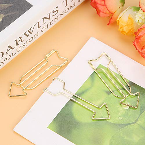 Bookmark Paper Clips, 12Pcs Gold Electroplating Metal Bookmark Clips, Arrow Shaped Funny Stationery Marking Clips for File Clips Bookmarks Photo Letter Holders Use