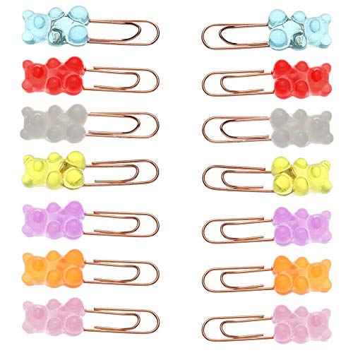 10pcs Rainbow Bear Paper Clip, Funny Binder Cute Paperclips Bookmarks Planner Clips Decorative Bookmark File Clips Bookmark