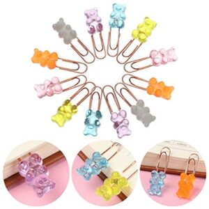 10pcs Rainbow Bear Paper Clip, Funny Binder Cute Paperclips Bookmarks Planner Clips Decorative Bookmark File Clips Bookmark