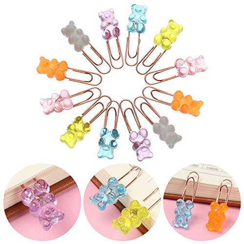 10pcs Rainbow Bear Paper Clip, Funny Binder Cute Paperclips Bookmarks Planner Clips Decorative Bookmark File Clips Bookmark