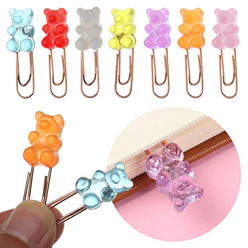 10pcs Rainbow Bear Paper Clip, Funny Binder Cute Paperclips Bookmarks Planner Clips Decorative Bookmark File Clips Bookmark