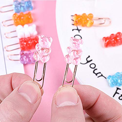 10pcs Rainbow Bear Paper Clip, Funny Binder Cute Paperclips Bookmarks Planner Clips Decorative Bookmark File Clips Bookmark