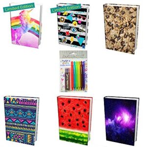 Book Sox - 6 Jumbo Prints Stretchable Book Covers with 2 Limited Editions: Unicorn and Retro and Bonus Package of Mechanical Color Pencils