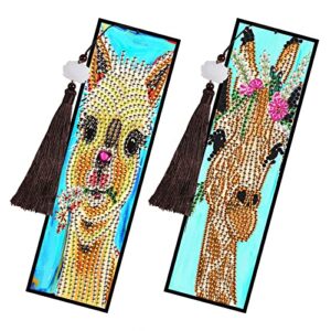 pigpigboss giraffe bookmark diamond painting kit 2 pieces special shaped diamond painting art leather bookmark diamond dots diy bookmark giraffe diamond painting for adult child book decor