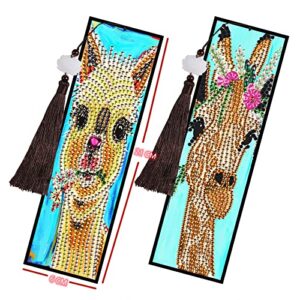 pigpigboss Giraffe Bookmark Diamond Painting Kit 2 Pieces Special Shaped Diamond Painting Art Leather Bookmark Diamond Dots DIY Bookmark Giraffe Diamond Painting for Adult Child Book Decor