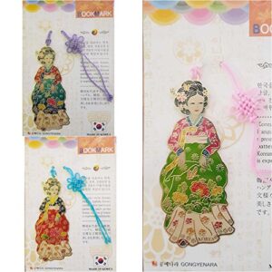 3pcs traditional korean metal bookmark women’s hanbok (pack of 3)