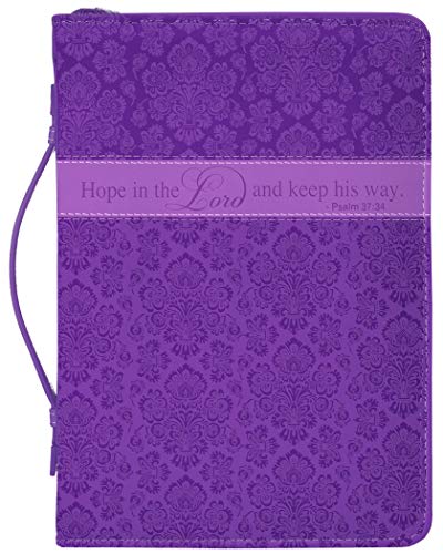 Divinity Boutique Hope in The Lord and Keep His Way Floral Purple Large Faux Leather Bible Cover