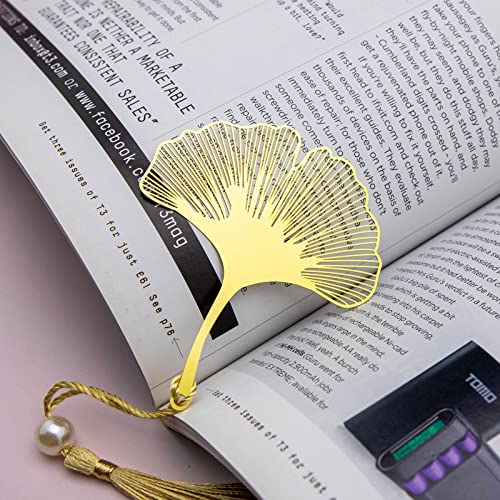 Micro Traders 3PCS Leaf Bookmarks Classical Vintage Hollow Metal Bookmarks with Tassel Retro Elegant Book Page Marks for Friends Family Classmates Reading Supplies Gold (318_CR)