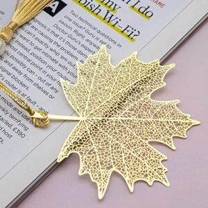 Micro Traders 3PCS Leaf Bookmarks Classical Vintage Hollow Metal Bookmarks with Tassel Retro Elegant Book Page Marks for Friends Family Classmates Reading Supplies Gold (318_CR)