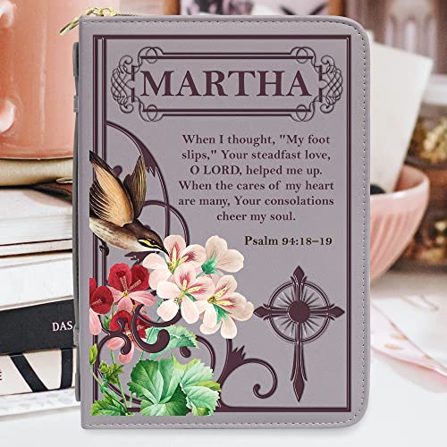 9.6x6.6 Inch Personalized Bible Cover, Custom Bible Cover – Personalized Leatherette Bible Cover and Carrying Case with Handle, Womens Bible Case (Gray (Design 2))