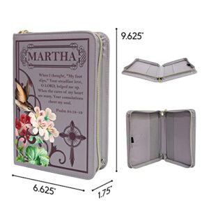 9.6x6.6 Inch Personalized Bible Cover, Custom Bible Cover – Personalized Leatherette Bible Cover and Carrying Case with Handle, Womens Bible Case (Gray (Design 2))