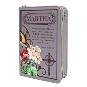 9.6x6.6 Inch Personalized Bible Cover, Custom Bible Cover – Personalized Leatherette Bible Cover and Carrying Case with Handle, Womens Bible Case (Gray (Design 2))