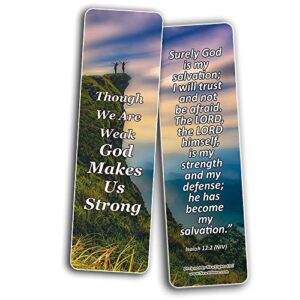 NewEights God is My Strength Bible Bookmarks (30-Pack) - Stocking Stuffers Encouragement Tool - Bible Study Church Supplies Teacher Incentive Gifts