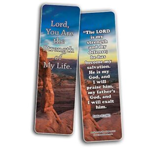 NewEights God is My Strength Bible Bookmarks (30-Pack) - Stocking Stuffers Encouragement Tool - Bible Study Church Supplies Teacher Incentive Gifts