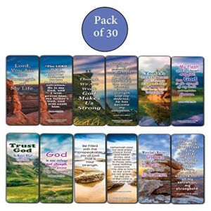 NewEights God is My Strength Bible Bookmarks (30-Pack) - Stocking Stuffers Encouragement Tool - Bible Study Church Supplies Teacher Incentive Gifts