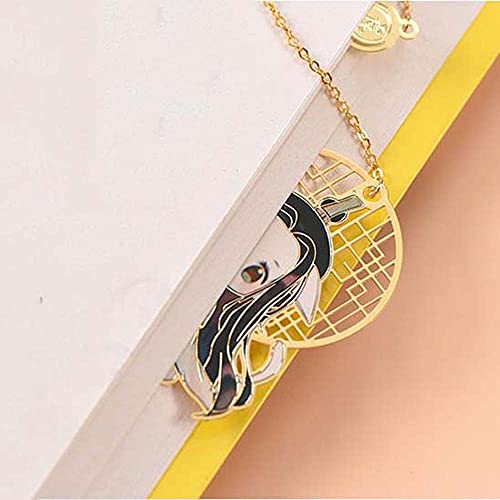 Classical Vintage Chinese Style Bookmark,Metal Hollowing Tian Guan Ci Fu Bookmark with Tassel Pendant(C), AMX2K06NLMUS