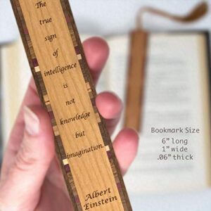 Albert Einstein Imagination Quote Engraved Wooden Bookmark - Also Available with Personalization - Made in USA