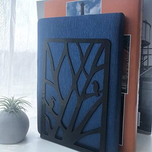 Iycnkok Bookends for Shelves Book Ends Holders Stoppers Supports Heavy Duty Metal, Bookmark Included, for Office Home Decorative, Bird and Leaf Design, 2 Pair