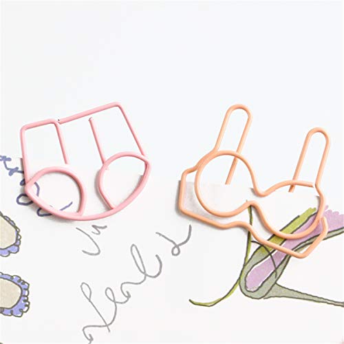 12pcs Cartoon Paper Clips Funny Underwear Shape Office Supply Accessories Cute Paper Needle Multicolor Bookmark (Bra)