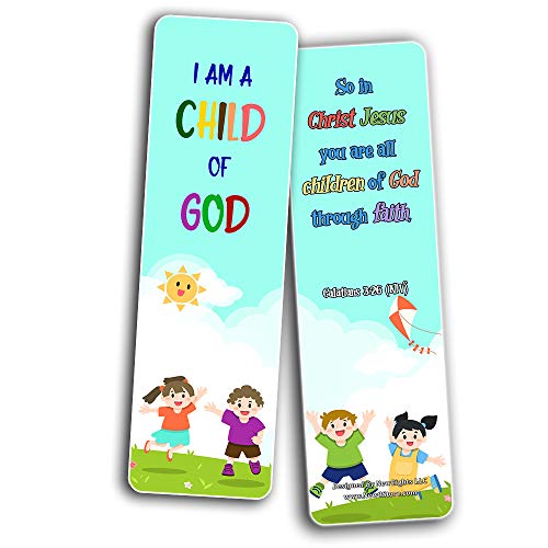 Christian Bookmarks for Kids - Identity in Christ (60 Pack) - Perfect Gift Away for Sunday School and Ministries - VBS Sunday School Easter Baptism Thanksgiving Christmas Rewards Encouragement