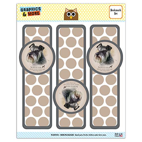 Schnauzer Dog Breed Set of 3 Glossy Laminated Bookmarks