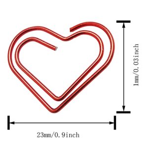 Heart Shaped Paperclip HSCGIN 20PCS Red Heart Shape Paper Clips Funny Cute Paperclips Book Marks Planner Clips for Fun Office Supplies School Gifts Wedding Decoration Heart Bookmarks