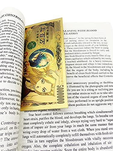 YJacuing Anime Dr. Stone Gold Coated Banknote, Limited Edition Collectible Bill Bookmark (5 PCS Collection)