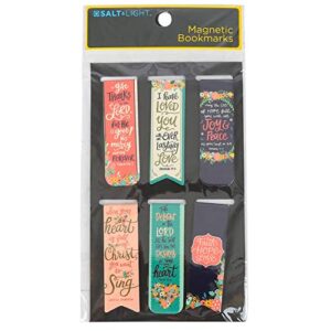 salt & light, flower pattern magnetic bookmarks, 6 bookmarks