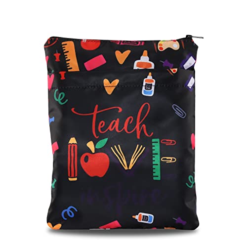 Teacher Book Sleeve Gift Instructor Book Cover Best Teacher Ever Book Pouch Teacher Day Book Bag Waterproof with Zipper Pouch Pocket Tablet Protect Gift (TeachInspiredBB)