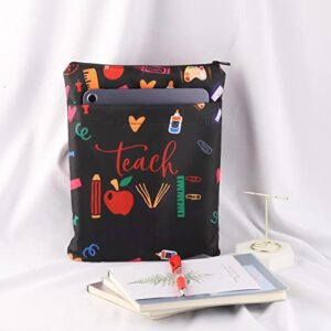 Teacher Book Sleeve Gift Instructor Book Cover Best Teacher Ever Book Pouch Teacher Day Book Bag Waterproof with Zipper Pouch Pocket Tablet Protect Gift (TeachInspiredBB)