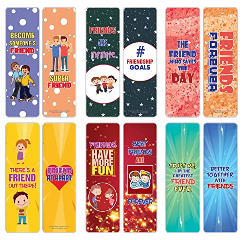 Creanoso Friends are Forever Bookmarks (5-Sets X 6 Cards) – Daily Inspirational Card Set – Interesting Book Page Clippers – Great Gifts for Adults and Professionals