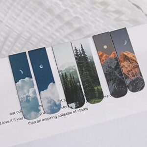 BYBYCD 2 Pcs Magnet Bookmark Read Accessories Clouds Sea Forest Landscape Reading Book Mark Page Holder(01)