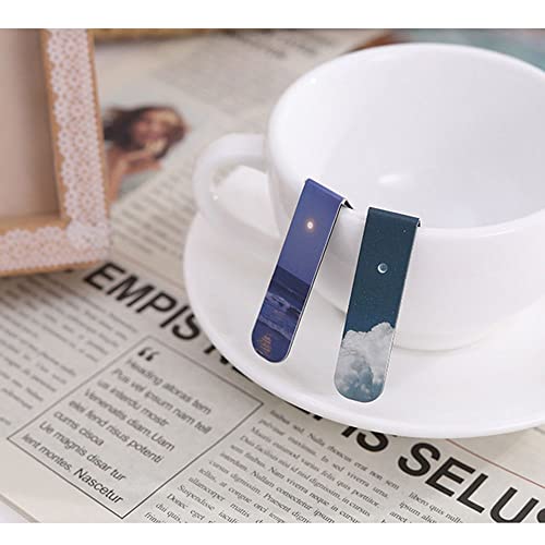 BYBYCD 2 Pcs Magnet Bookmark Read Accessories Clouds Sea Forest Landscape Reading Book Mark Page Holder(01)