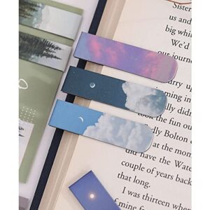 BYBYCD 2 Pcs Magnet Bookmark Read Accessories Clouds Sea Forest Landscape Reading Book Mark Page Holder(01)