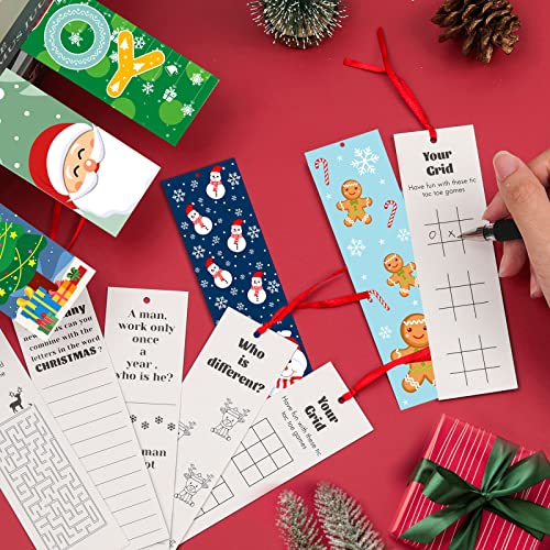 120PCS Christmas Bookmarks, 10 Styles Xmas Cute Double Sided Christmas Character Book Markers for Students, Winter Holiday Page Marker Christmas Gifts Party Favors for Kids