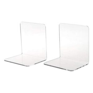 lianxue 2pcs clear acrylic bookends l-shaped desk organizer desktop book holder school stationery office accessories