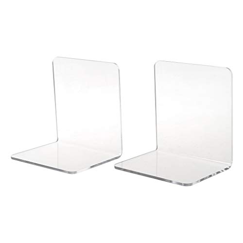 LIANXUE 2Pcs Clear Acrylic Bookends L-Shaped Desk Organizer Desktop Book Holder School Stationery Office Accessories