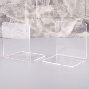 LIANXUE 2Pcs Clear Acrylic Bookends L-Shaped Desk Organizer Desktop Book Holder School Stationery Office Accessories