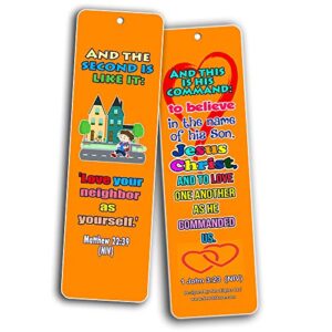 Ten Commandments Memory Verses Bookmarks for Kids (30-Pack) - Perfect Giveaways for Children’s Ministry and Sunday Schools